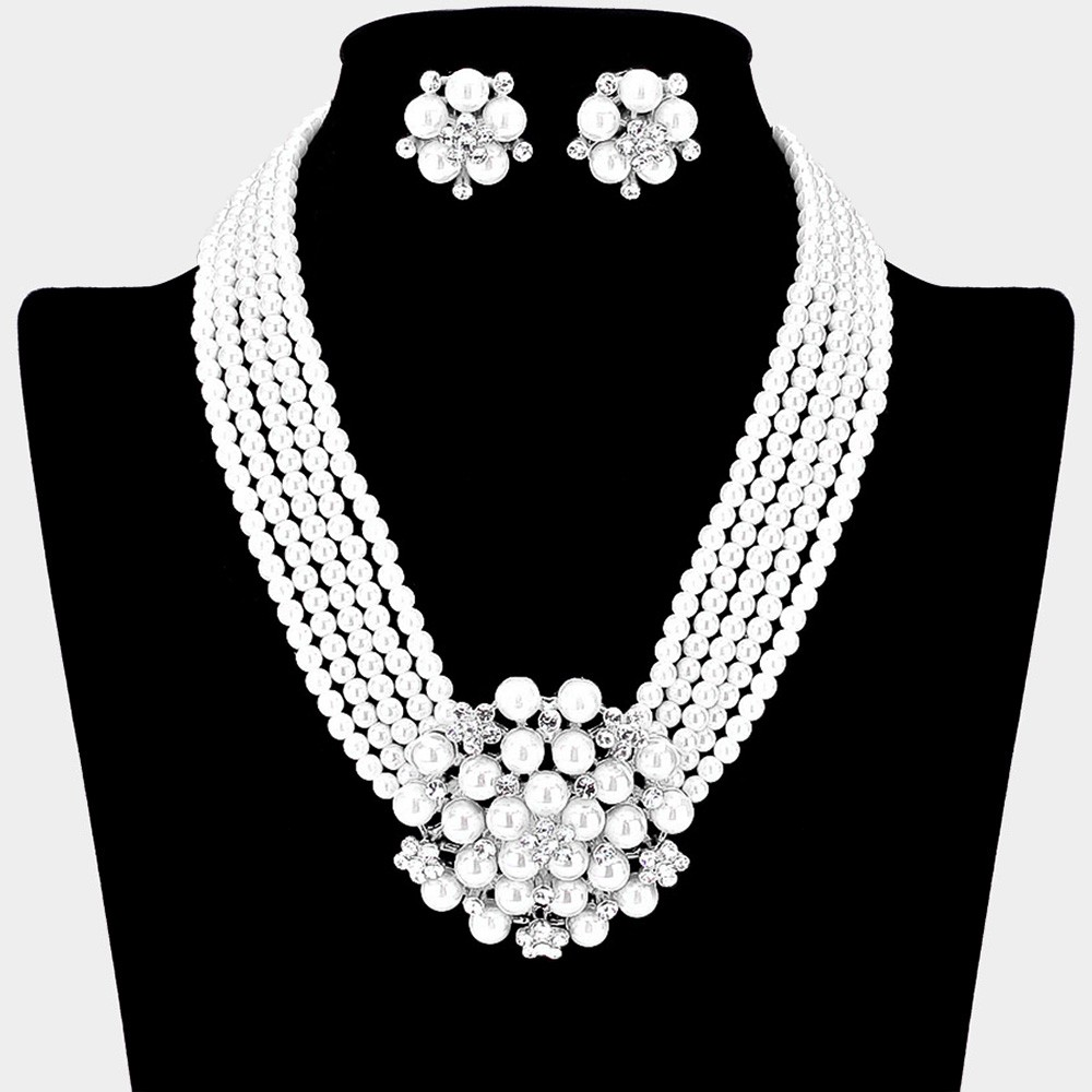 Pearl Cluster Necklace Set – Fabulous and Lavish Boutique